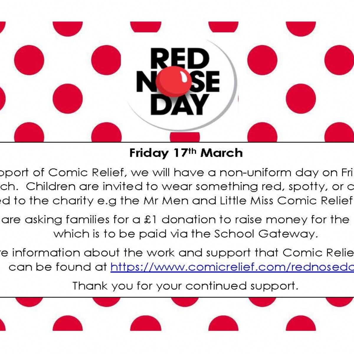 The Milford Academy - Red Nose Day - Friday 17th March